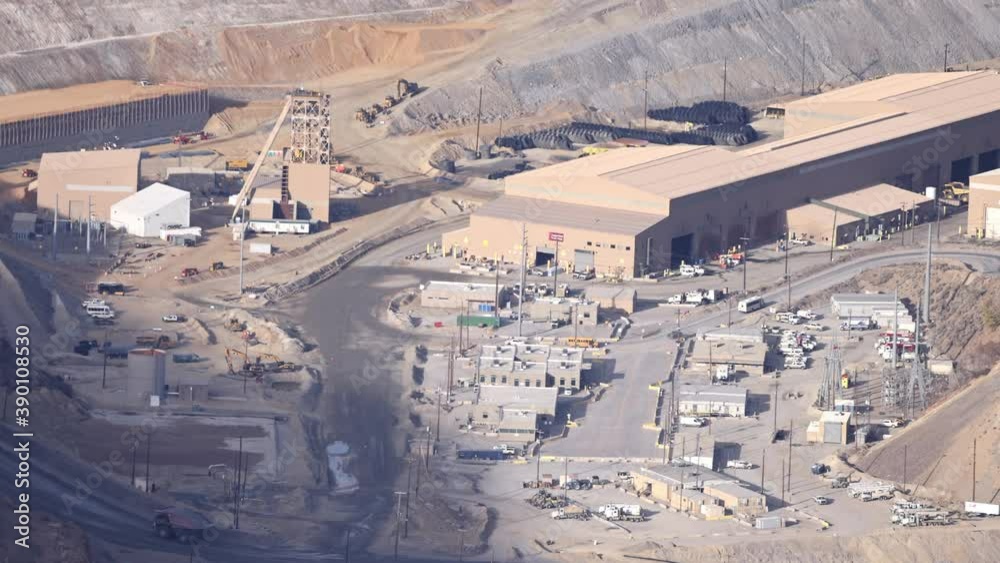 Zoomed view of the facilities in the Bingham Copper Mine in Utah also ...