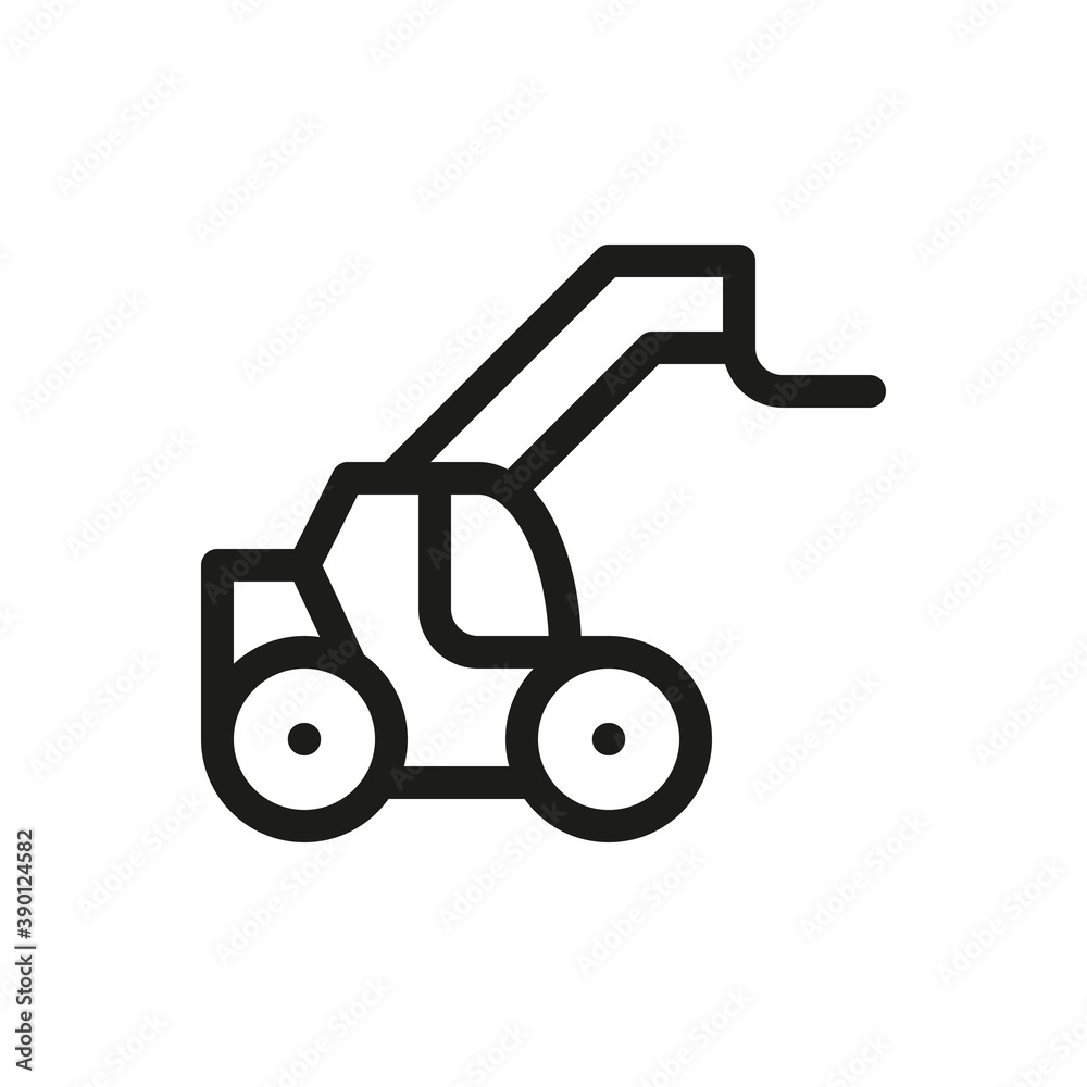 Telescopic handler isolated icon, telehandler linear icon, telescopic ...