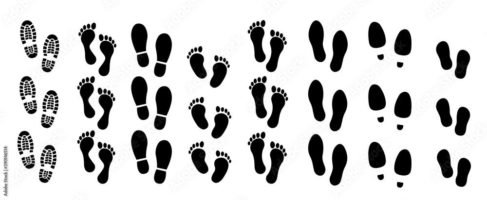 Footsteps icon set. Shoes footsteps vector sign. Vector illustration ...