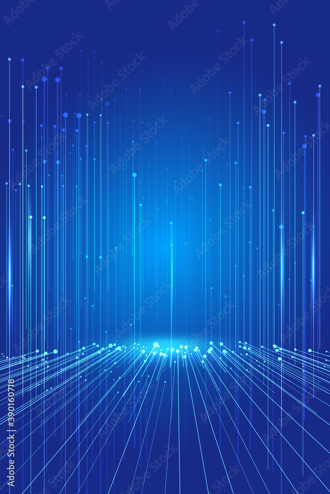 Blue forward perspective space light, science and technology background ...