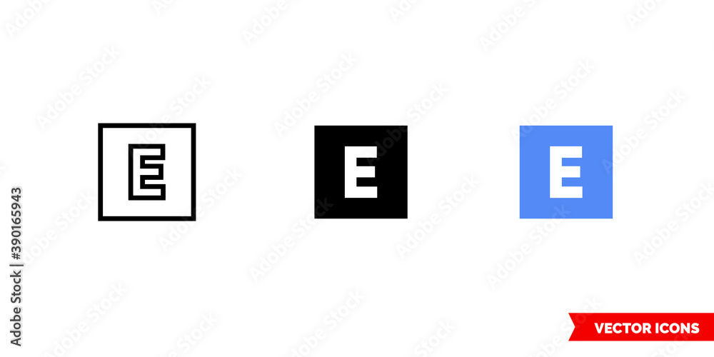 Explicit icon of 3 types color, black and white, outline. Isolated ...