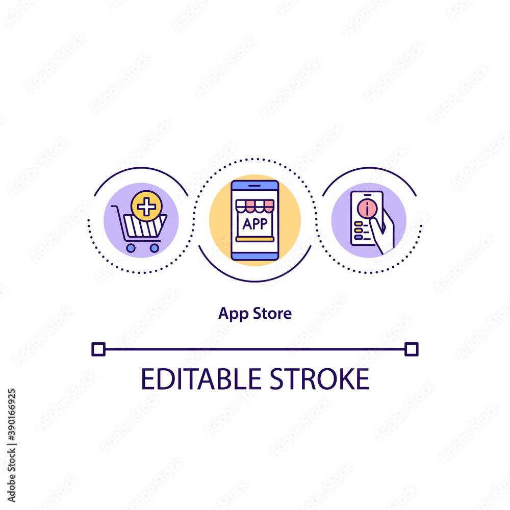 App store concept icon. Place to discover and download app. Install ...