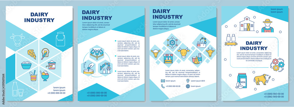 Dairy industry brochure template. Farming. Milk production. Flyer ...