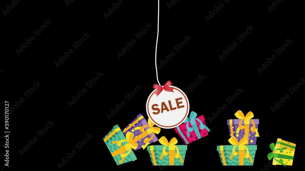 Vidéo Stock 4k Animation of Sale tag on a rope is breaking pyramid of ...
