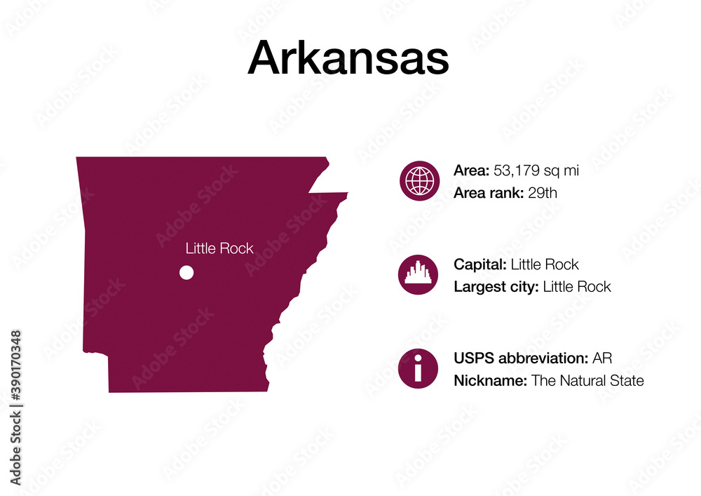 Map of Arkansas state with political demographic information and ...