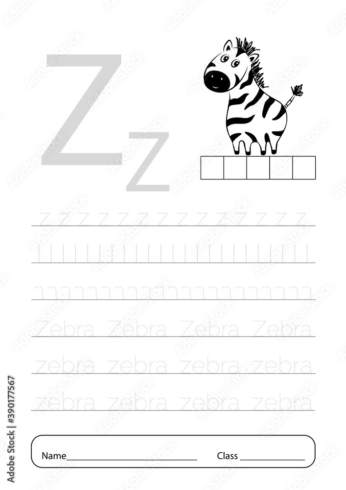 Writing practice letter Z printable worksheet for preschool.Exercises ...