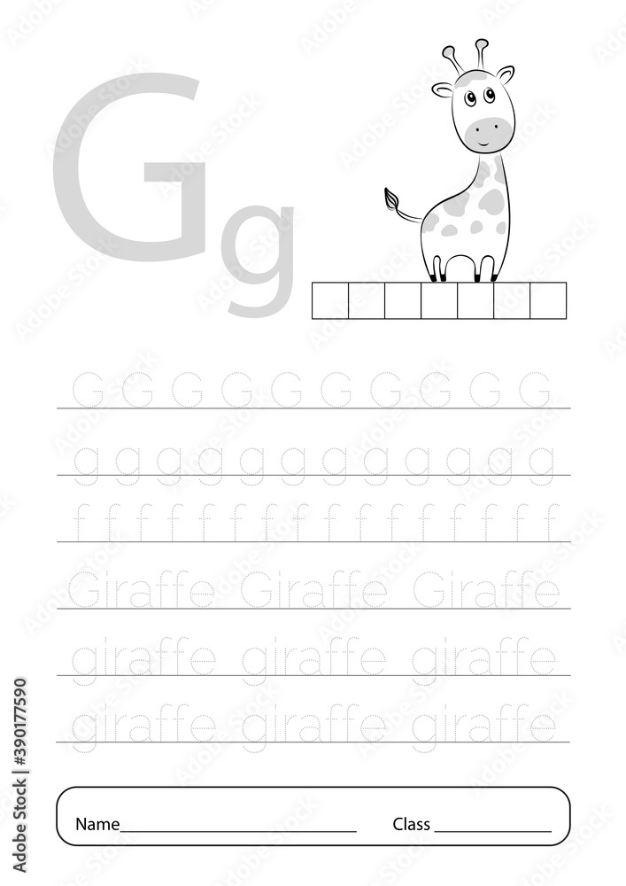 Writing practice letter G printable worksheet for preschool.Exercises ...