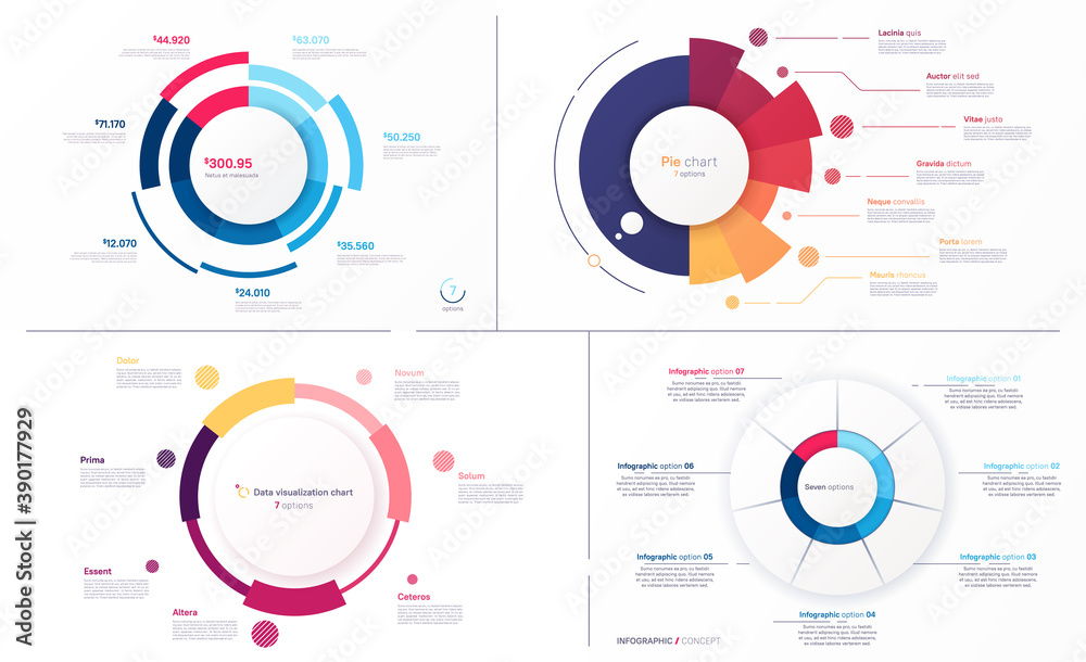 Set of vector circle chart designs, modern templates for creating ...