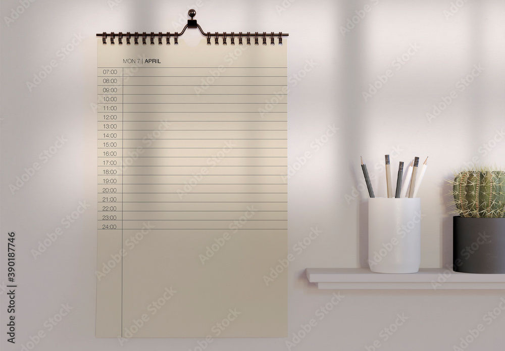 Front View of Hanging Calendar Mockup Stock Template | Adobe Stock