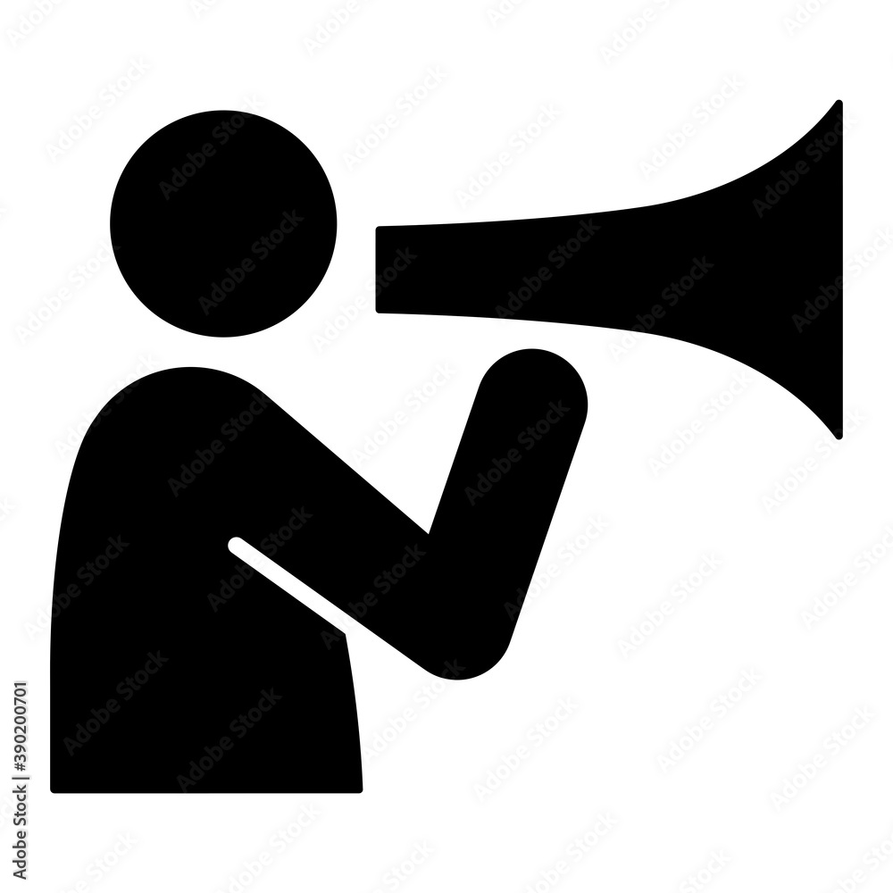 gz941 GrafikZeichnung - german: Person mit Megaphon Symbol. - english ...