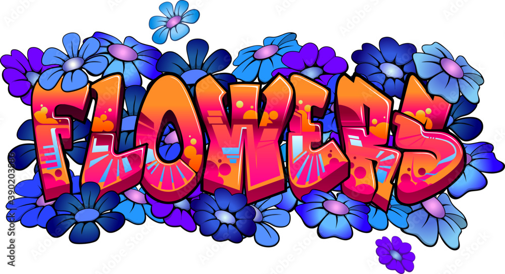 Decorative Graffiti Word Flowers Stock Vector | Adobe Stock