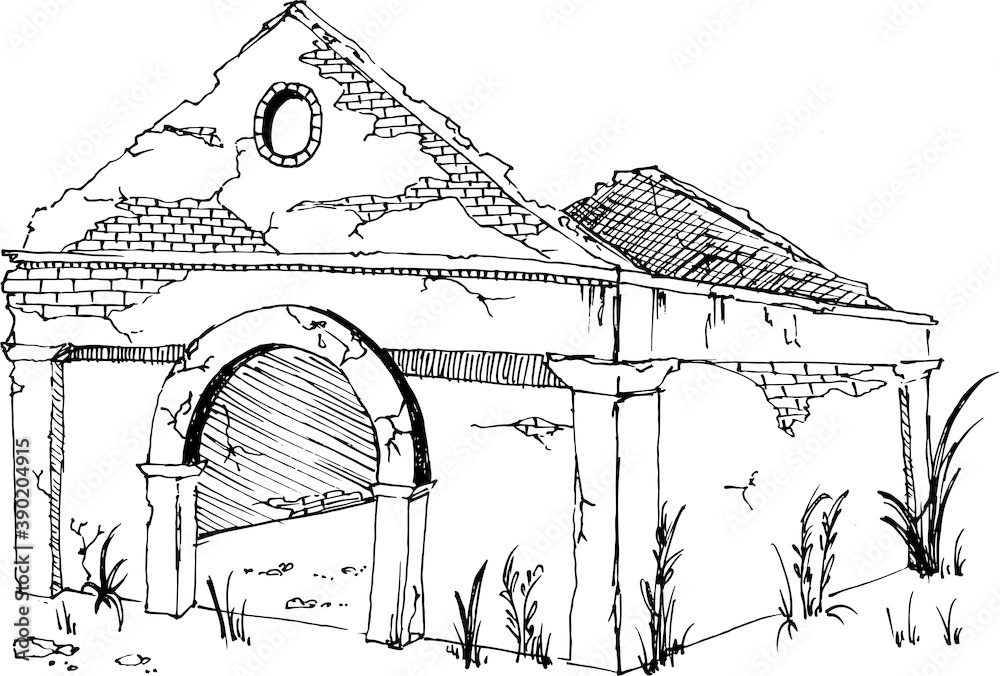 Old building ruin vector illustration Stock Vector | Adobe Stock