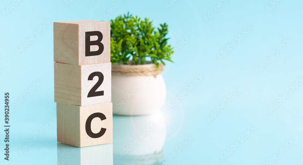 Letter of the alphabet of B2C on a light blu background. b2c - business ...