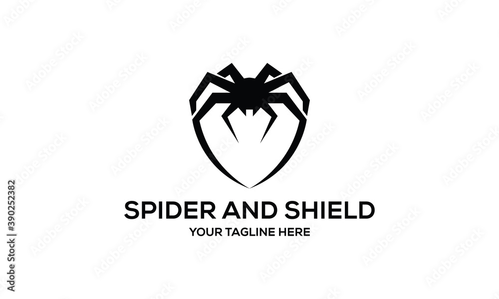 Spider And Shield Vector Logo Design Template Stock Vector | Adobe Stock