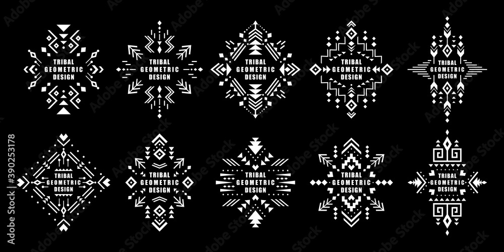 Aztec vector elements. Set of ethnic ornaments. Tribal design ...