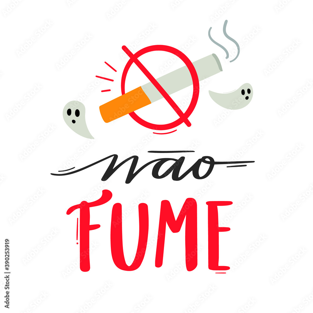Não Fume! No smoking! Brazilian Portuguese Hand Lettering Calligraphy ...
