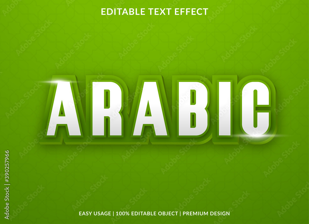 arabic text effect template design with bold font style and 3d concept ...