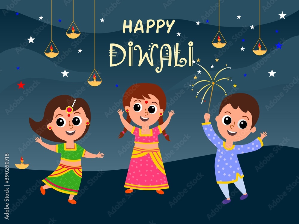 Vector illustration of cute and adorable Indian kids having fun ...