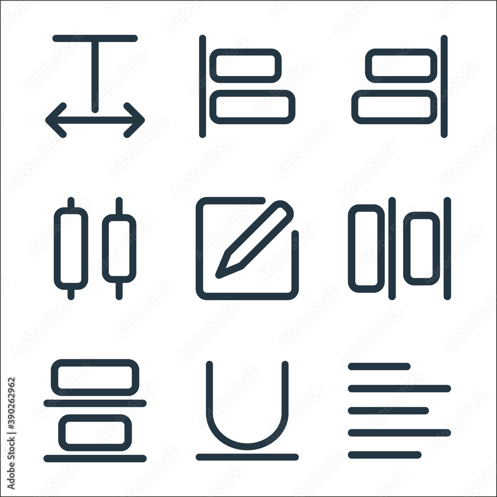 Vecteur Stock text editor line icons. linear set. quality vector line set such as align left ...