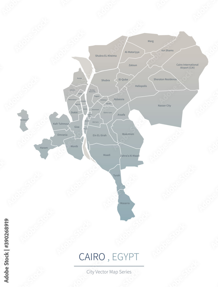 Cairo Map. vector map of major city in the Egypt. Stock Vector | Adobe ...