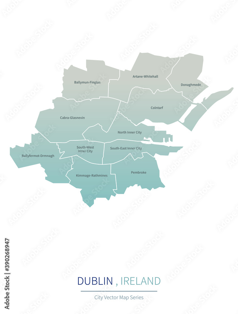 Dublin Map. vector map of major city in the Ireland. Stock Vector ...