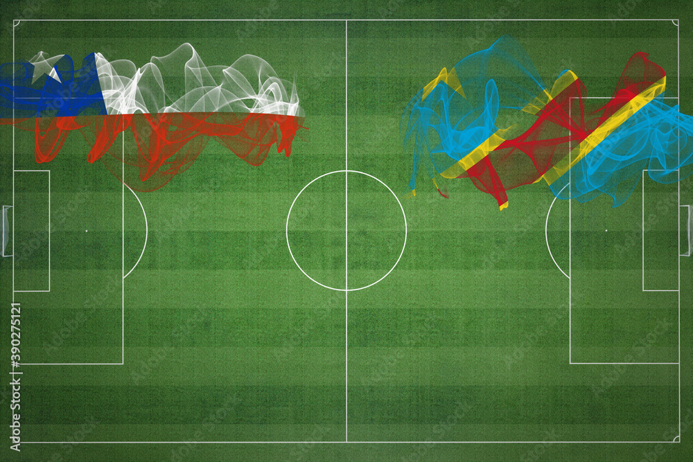 Chile vs DR Congo Soccer Match, national colors, national flags, soccer ...