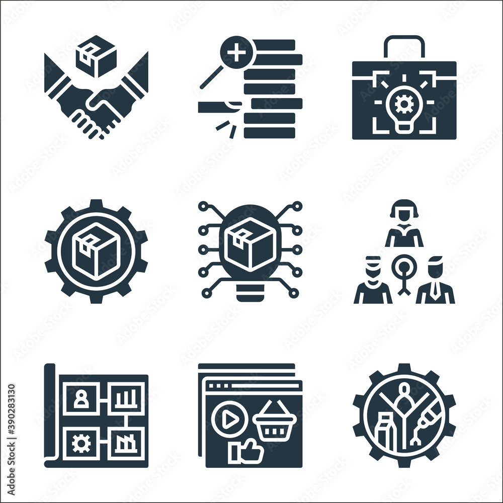 business model canvas line icons. linear set. quality vector line set such as resources ...