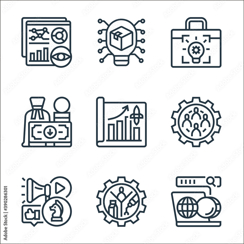 business model canvas line icons. linear set. quality vector line set ...