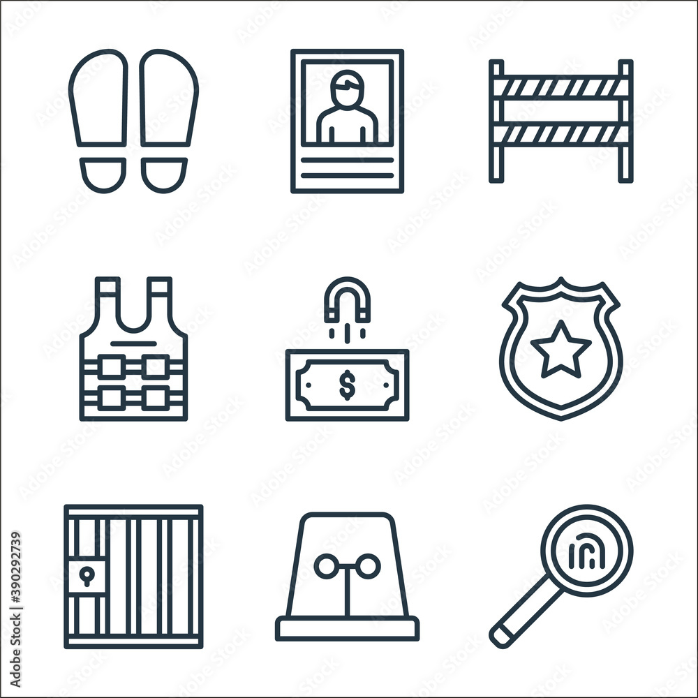 crime line icons. linear set. quality vector line set such as ...