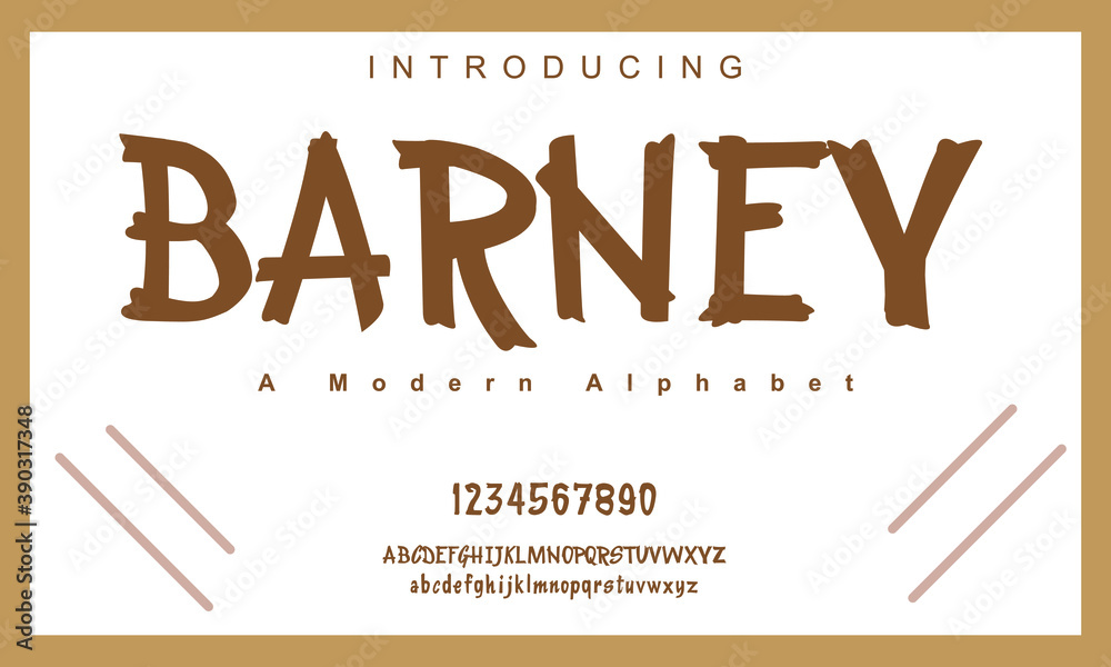 Barney font. Elegant alphabet letters font and number. Classic ...