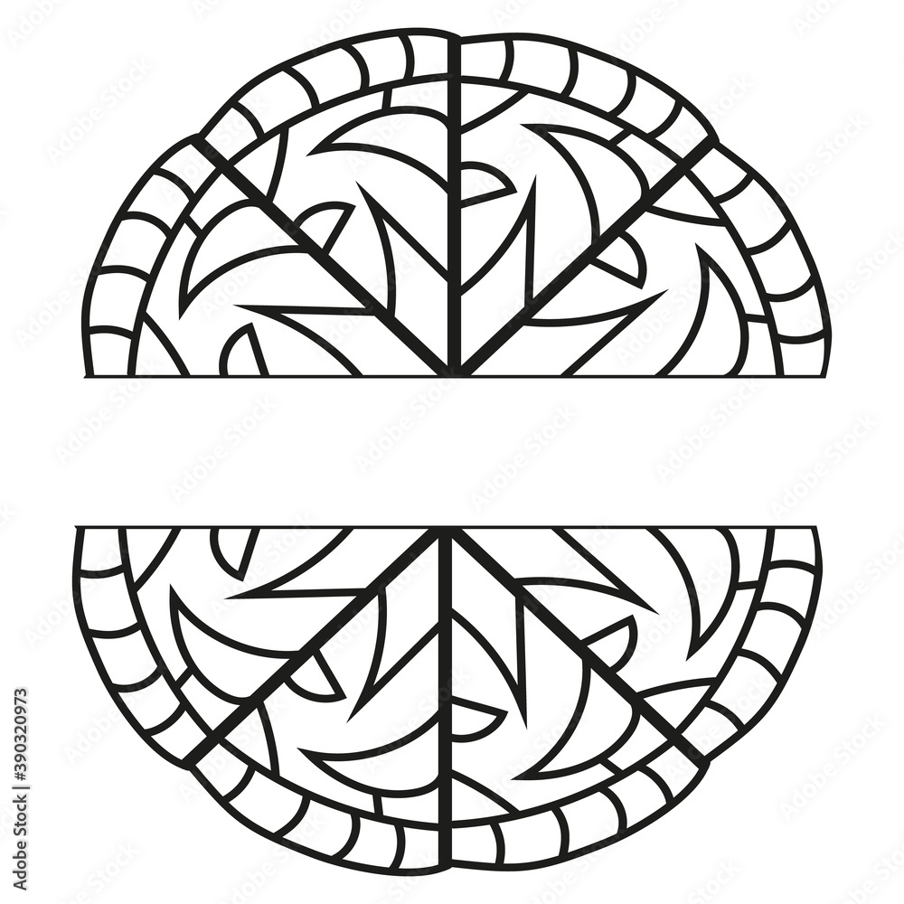 Mandala half in sketch style on white background. Coloring book page ...