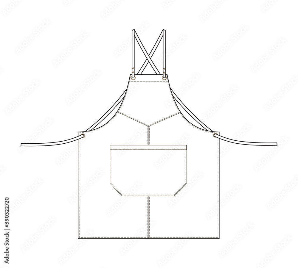 Fashion technical drawing of the apron Stock Vector | Adobe Stock
