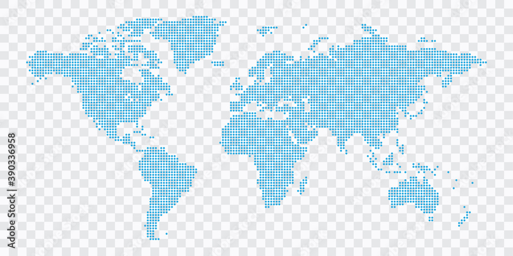 World map dots blue sky on white background. World map template with ...