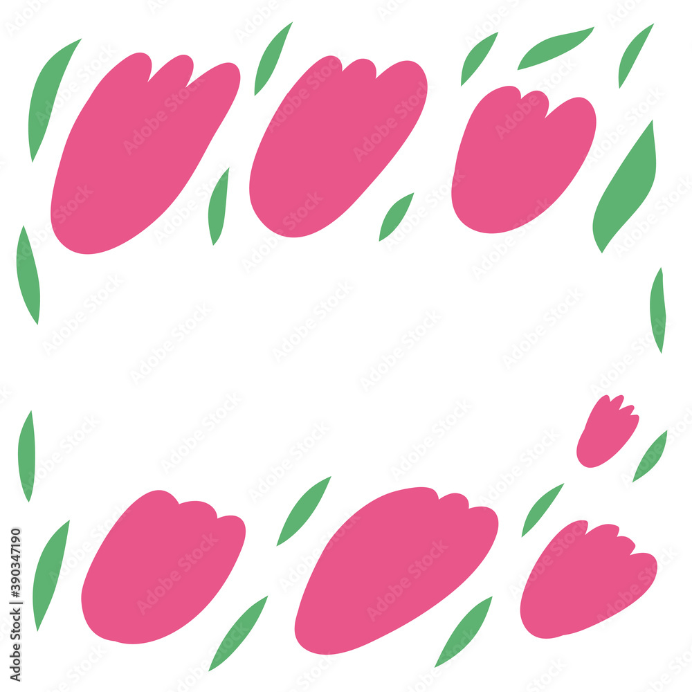 Hand drawn colorful Pink Flowers border frame for your concept logo ...