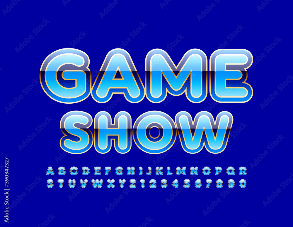 Vector modern emblem Game Show. Luxury Blue and Gold Font. Glossy ...