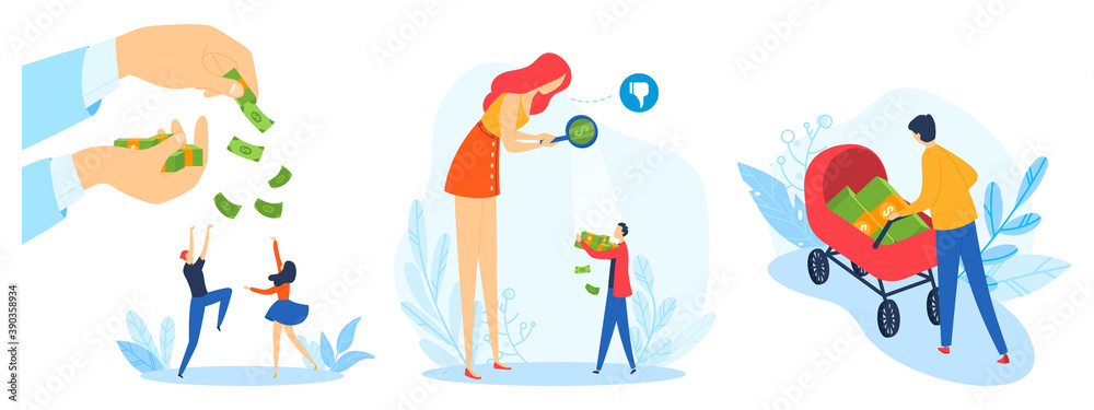 Money power concept vector illustration. Cartoon flat woman character ...