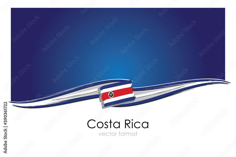 Costa Rica Flag. with colored hand drawn lines in Vector Format Stock ...
