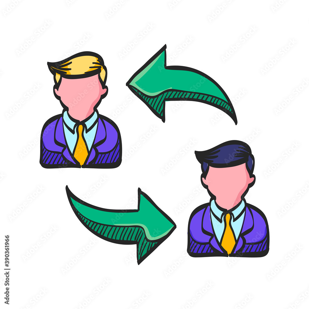 Employee rotation icon in color drawing. Position human resources Stock ...