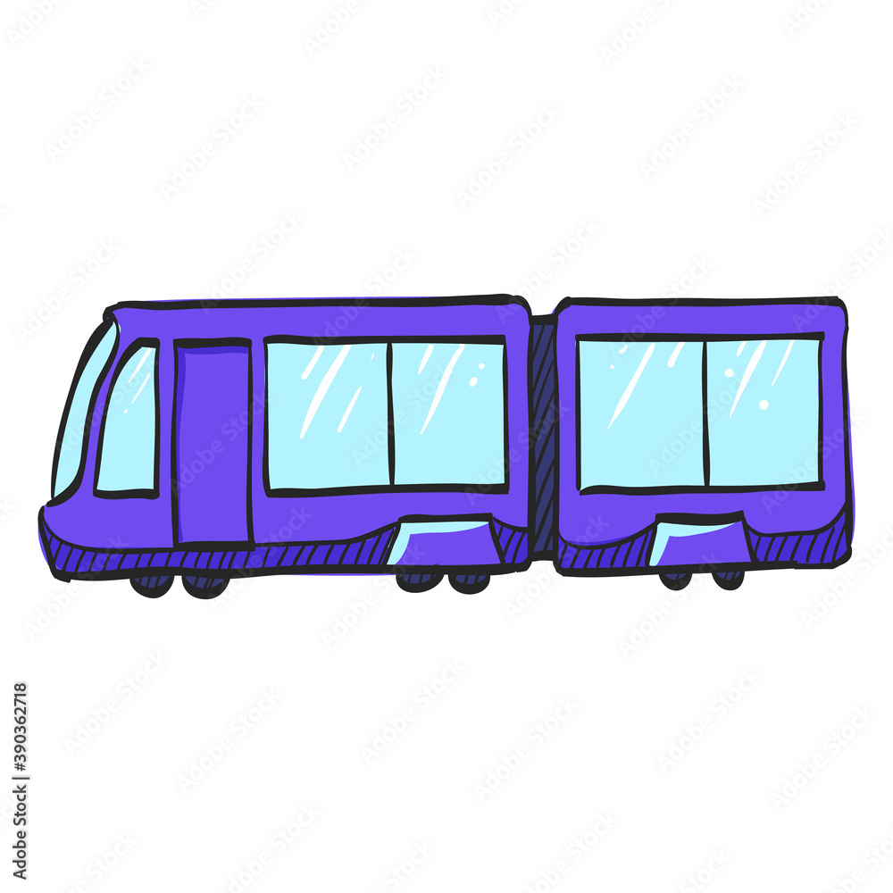Tram icon in color drawing. Metro, urban, public transport Stock Vector ...