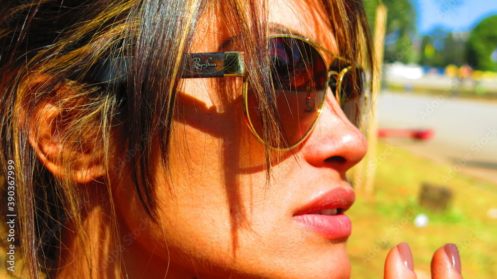 Brazilian top model in red dress Stock Photo | Adobe Stock