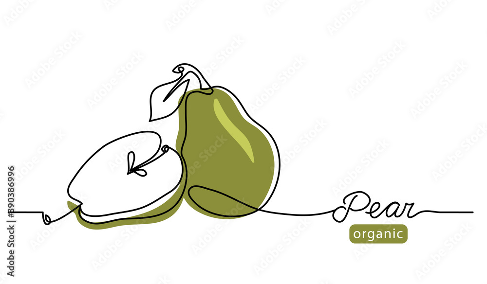 Pear minimal vector line illustration. Single lineart drawing ...
