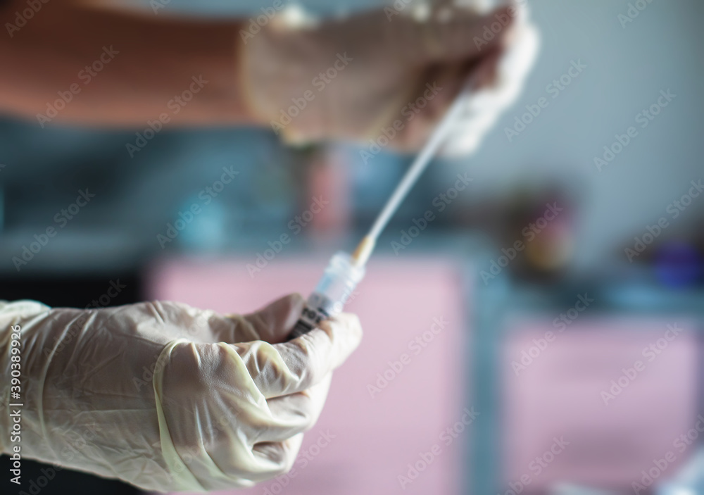 Process of coronavirus testing examination at home, COVID-19 swab ...