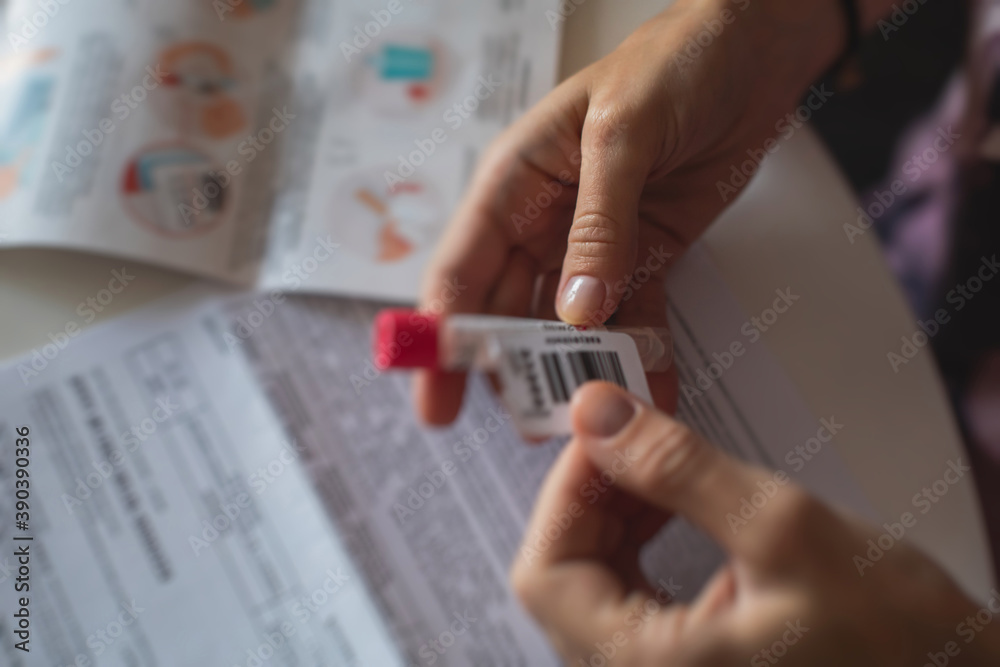 Process of coronavirus testing examination at home, COVID-19 swab ...