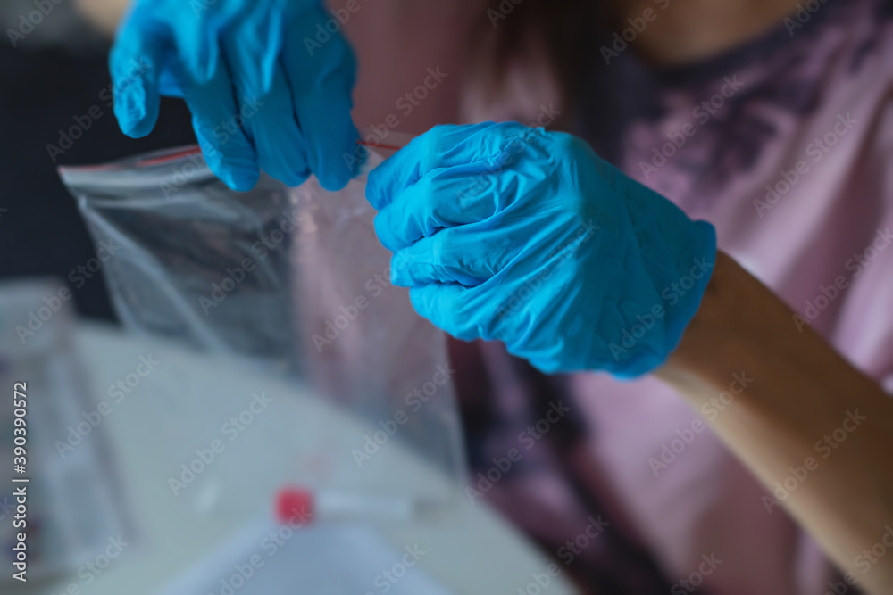 Process of coronavirus testing examination at home, COVID-19 swab ...