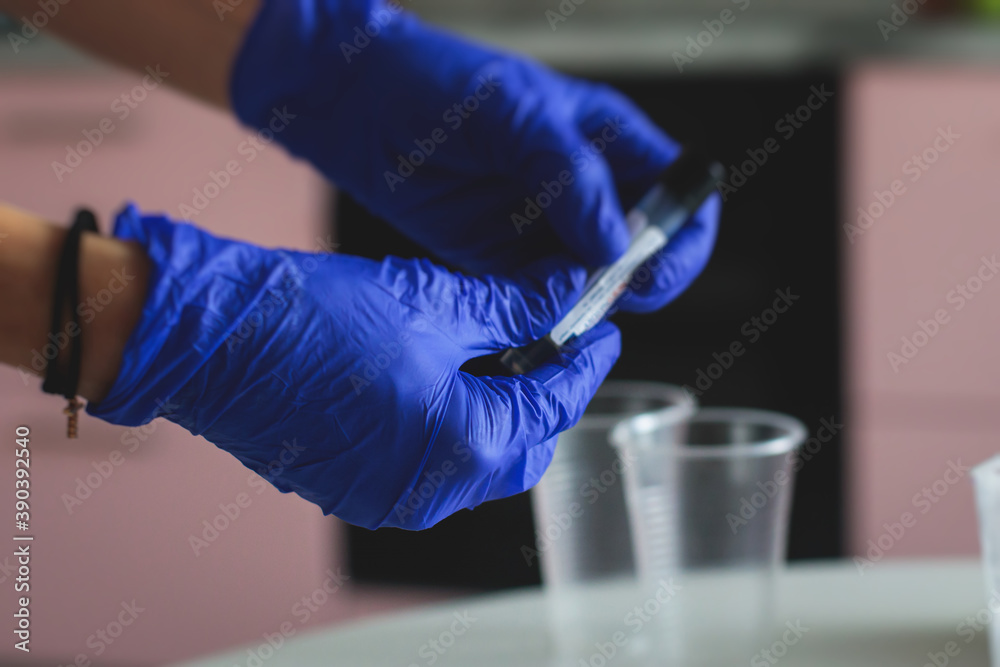 Process of coronavirus testing examination at home, COVID-19 swab ...