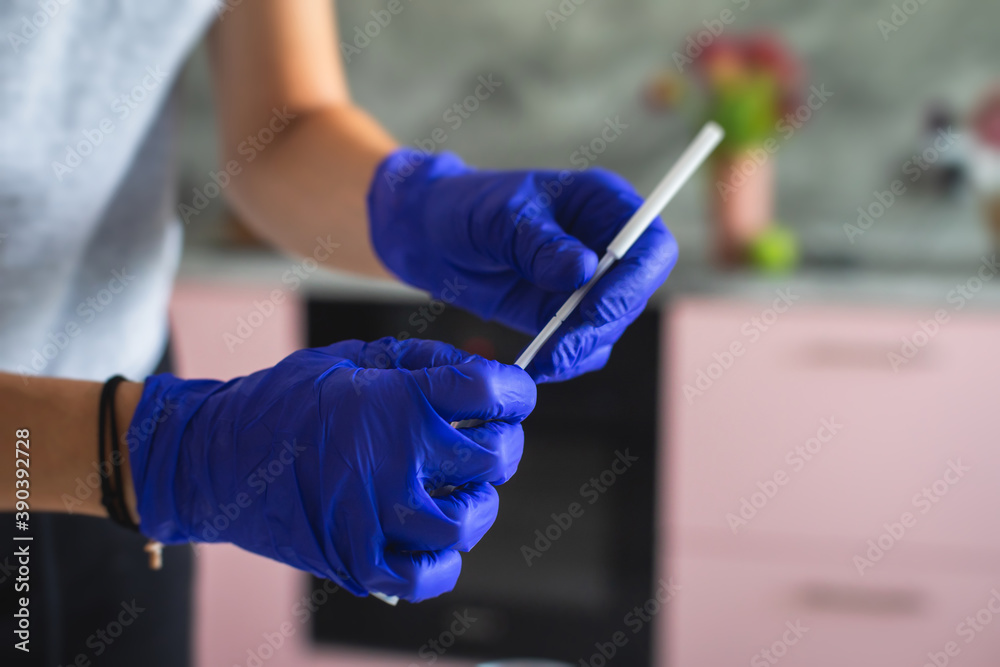 Process of coronavirus testing examination at home, COVID-19 swab ...