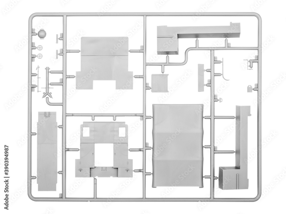Plastic parts of a scale model of a toy car. Modeling. Stock Photo ...