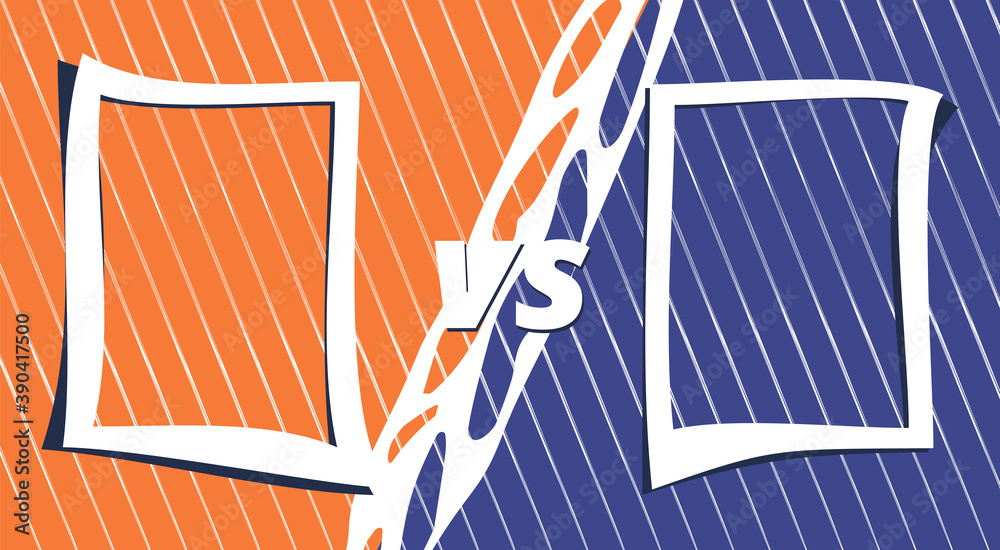 Vs template. Versus comparison blank. Decorative battle cover with ...
