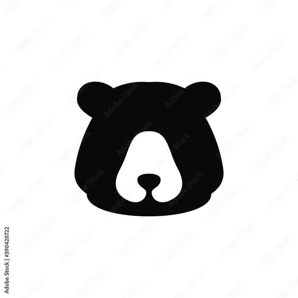 Vetor de Simple bear head logo in silhouette vector do Stock | Adobe Stock