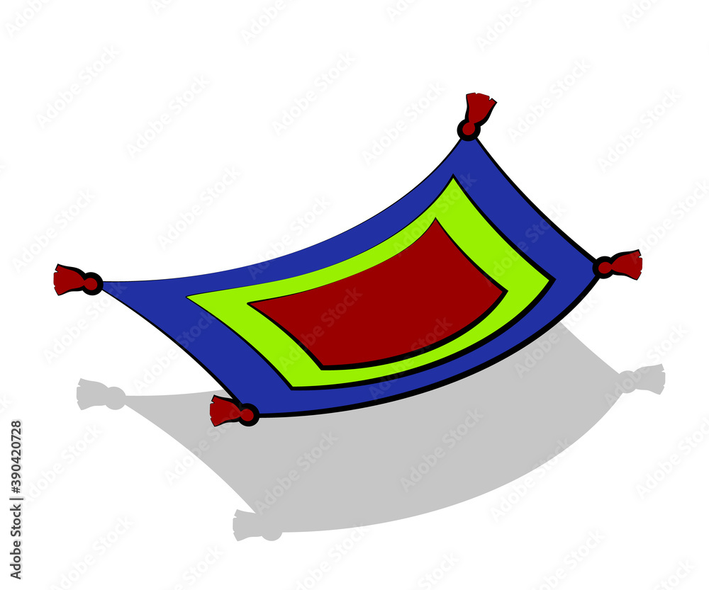 Flying carpet on a white background. Cartoon. Vector illustration ...